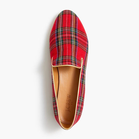 J. Crew | Shoes | New J Crew Womens Smoking Slipper Red Tartan Plaid ...